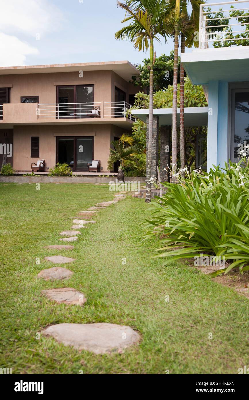 Cambodia, Stone path in hotel Stock Photo - Alamy
