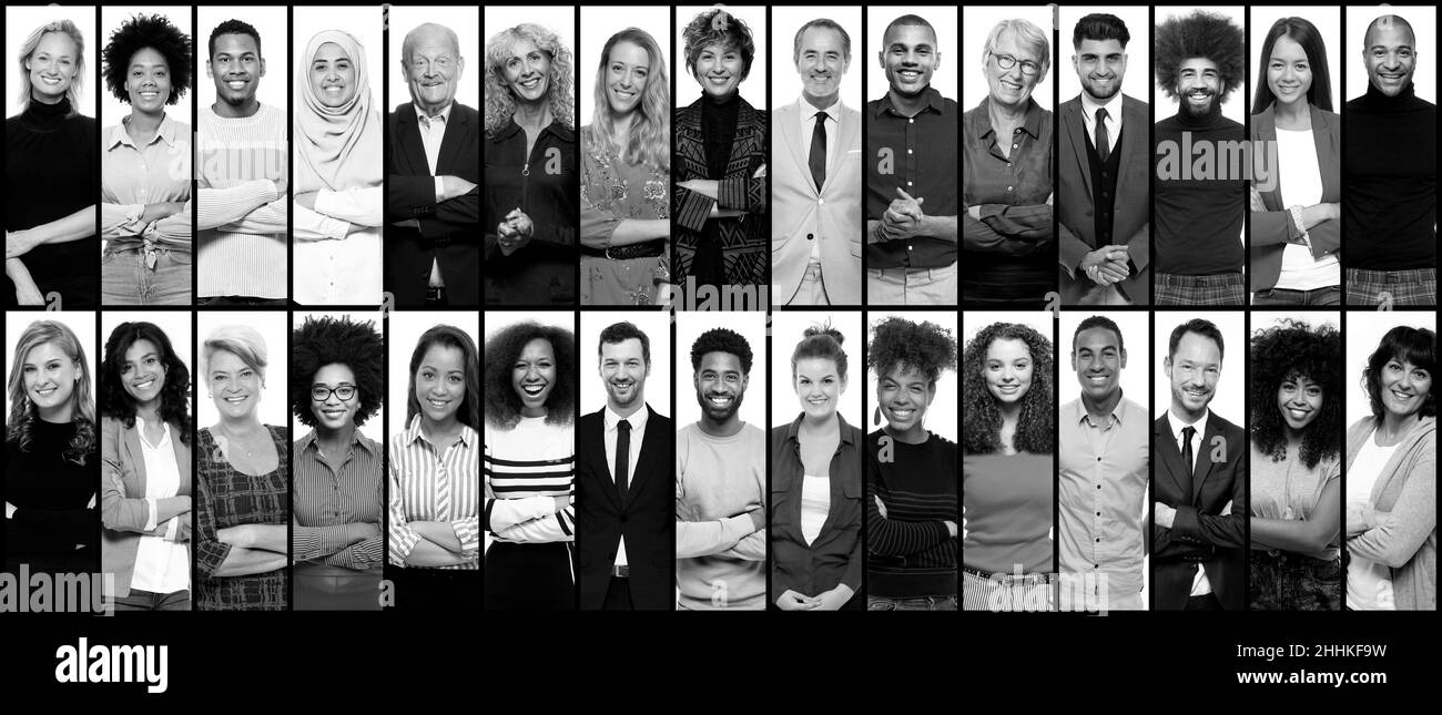 Group of people in a collage Stock Photo - Alamy