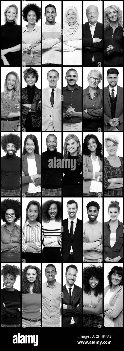 Group of people in a collage Stock Photo - Alamy