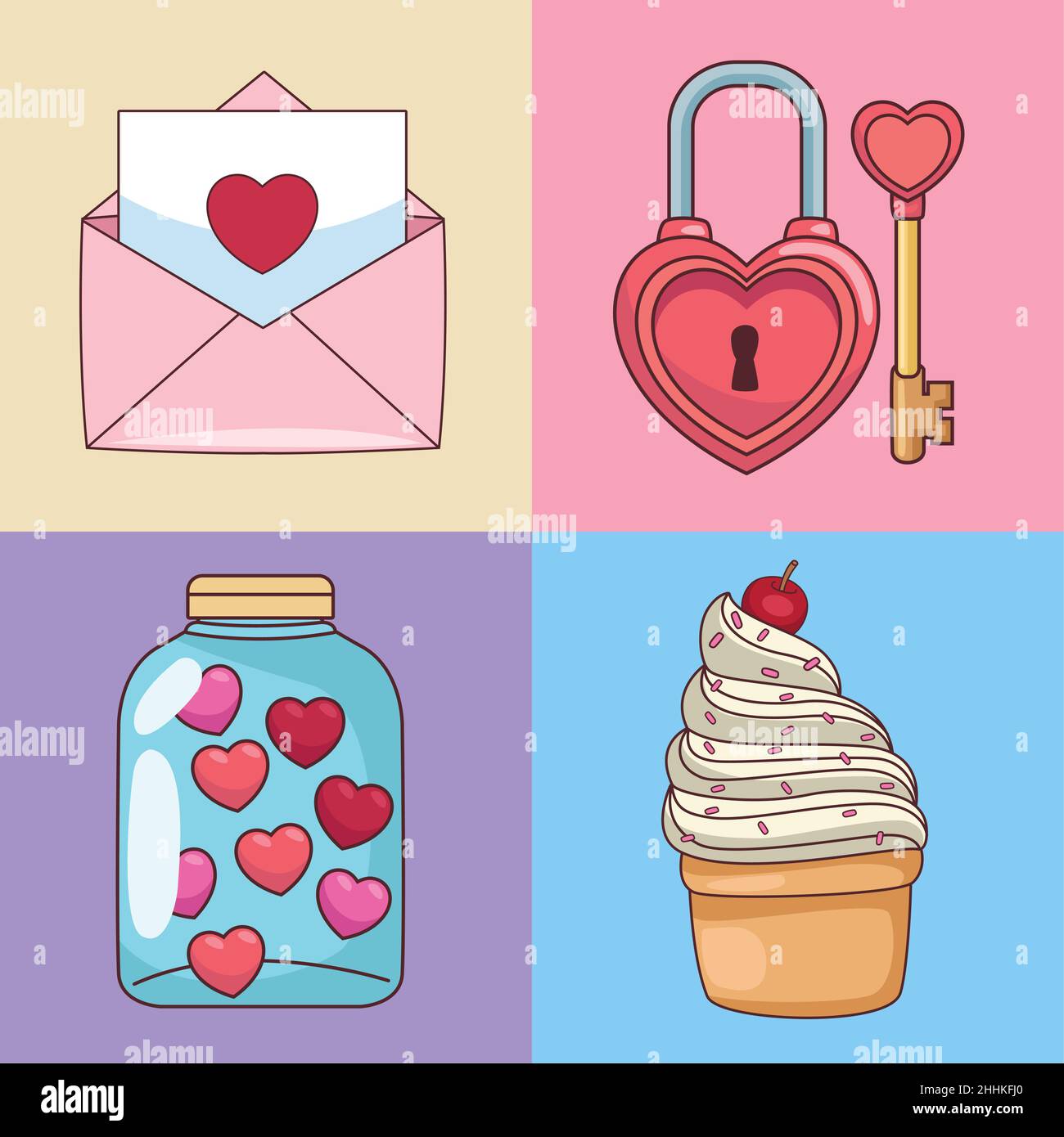 Set four romantic valentines Stock Vector Images - Alamy
