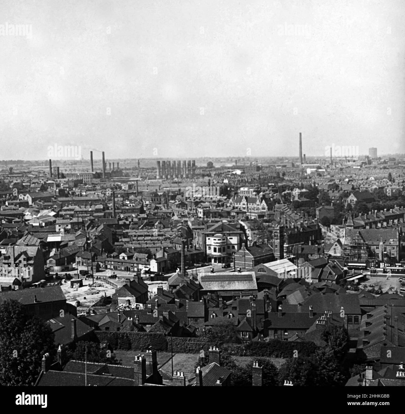 View of Coventry rooftops looking towards the construction of Trinity ...