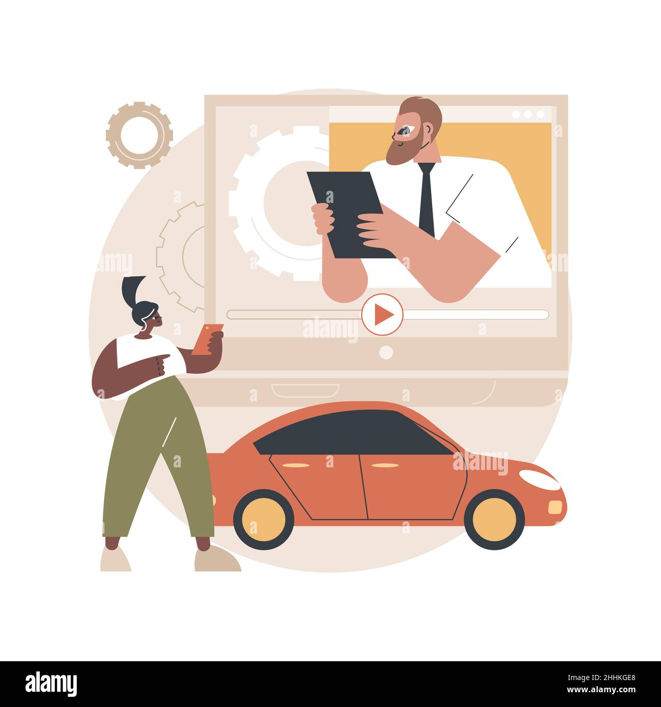 Car review video abstract concept vector illustration. Car review, test ...