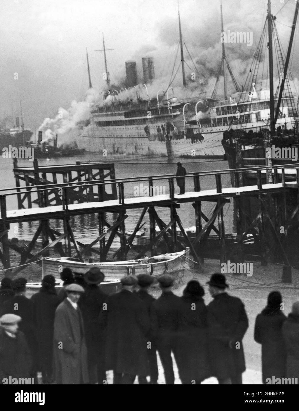 Smoke pouring from The Empress of Scotland ship at Blyth which was ...