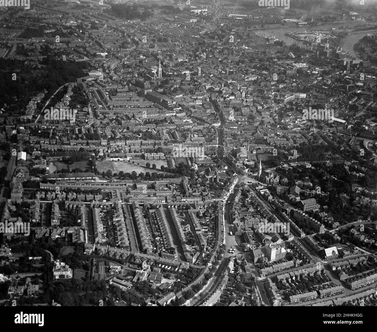 Aerial view of Ipswich in Suffolk. Circa 1930 Stock Photo - Alamy