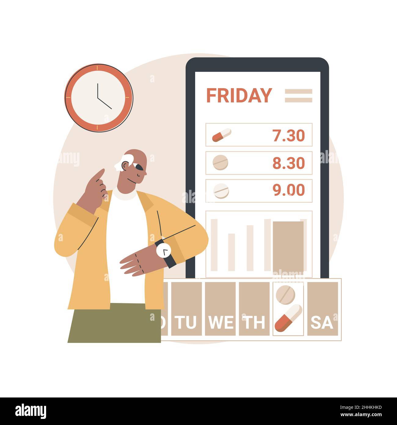 Smart pill boxes abstract concept vector illustration. App controlled ...