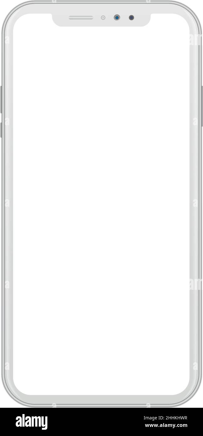 Modern white smart phone on white background. Realistic vector ...