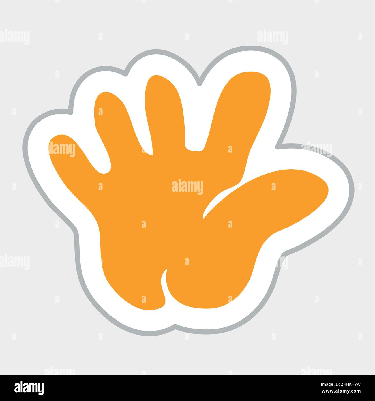 Hand sticker in retro style. Vector illustration isolated on white ...