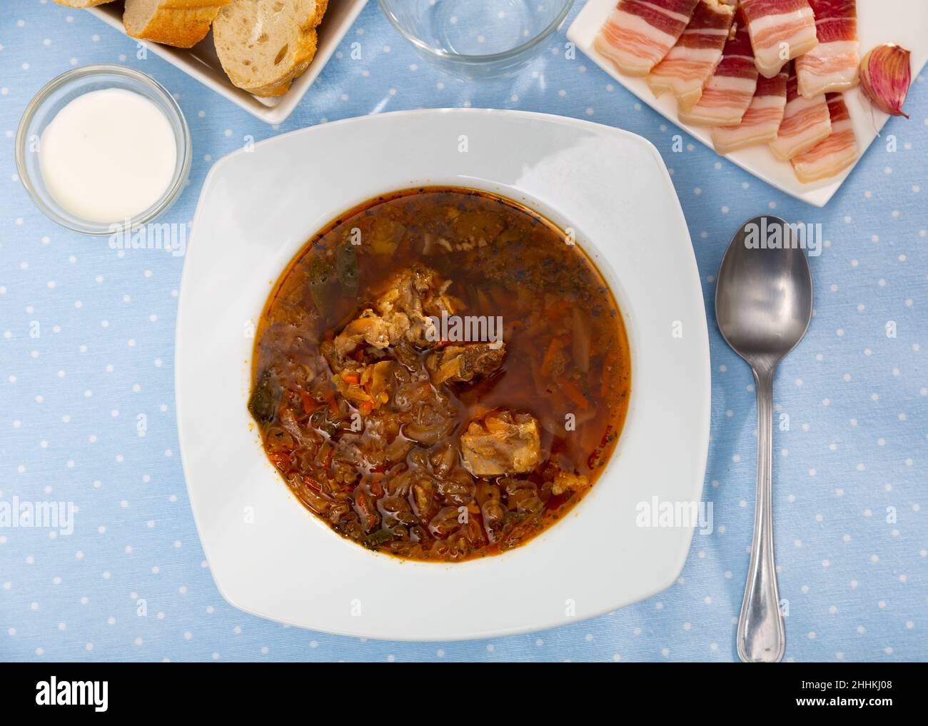 Traditional dish of Slavic cuisine Borsch Stock Photo - Alamy