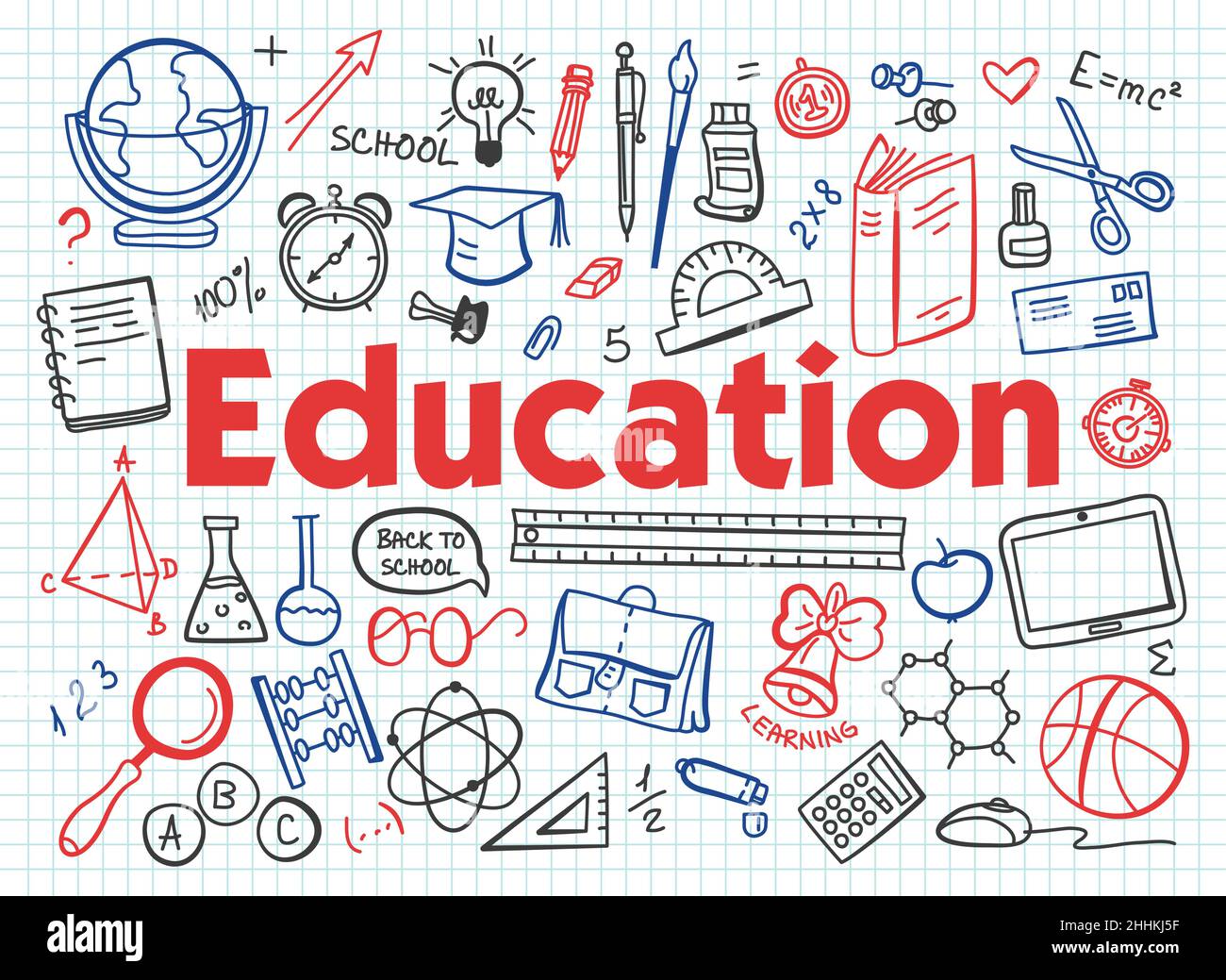 Hand drawn design vector illustration, set of education, education ...