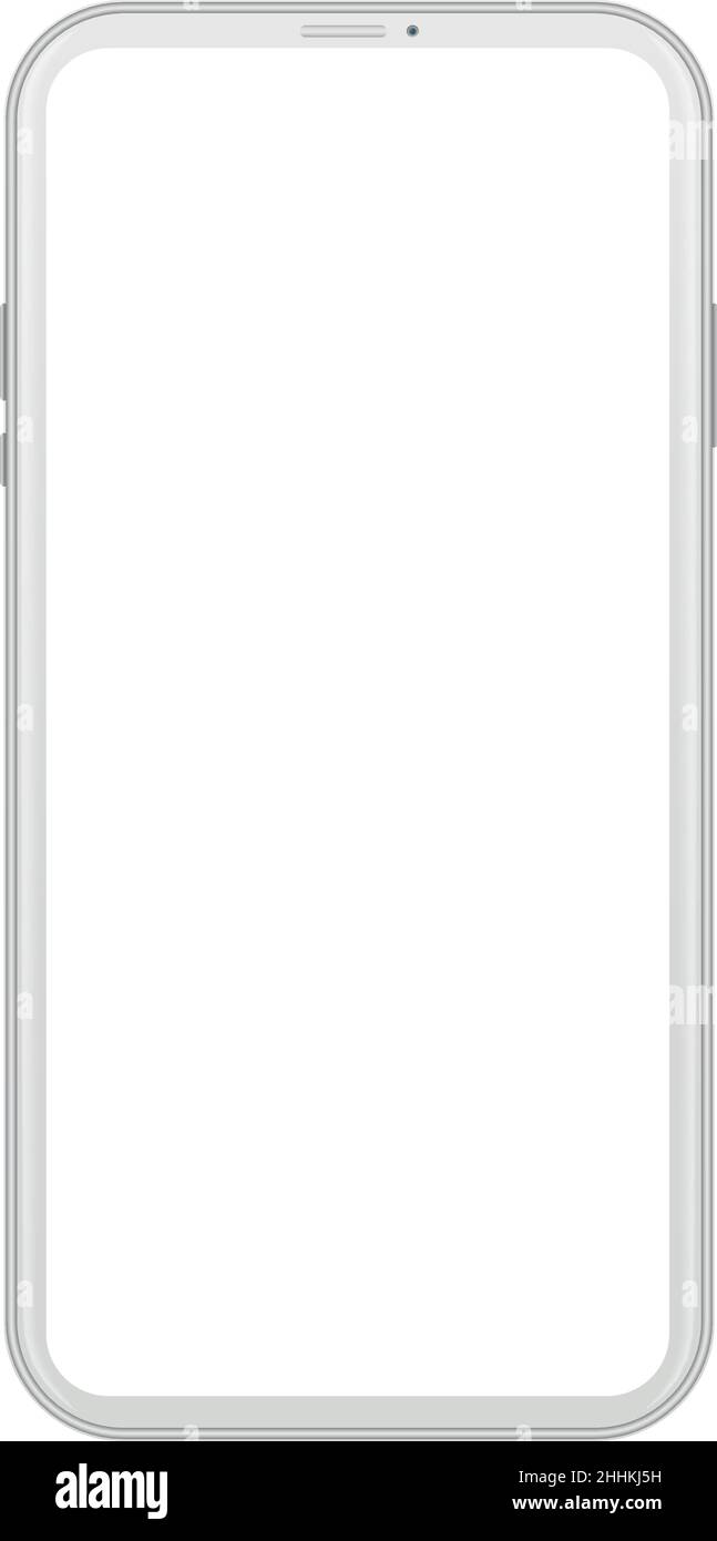 Modern white smart phone on white background. Realistic vector ...