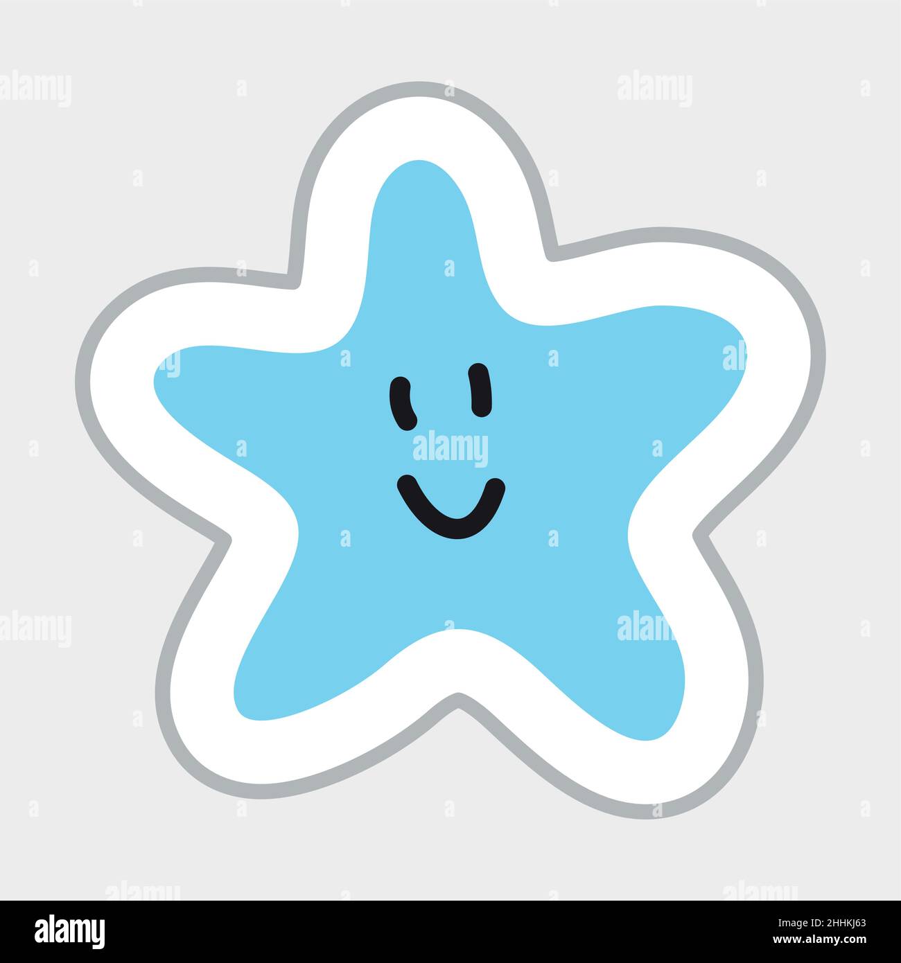 Funny Star Smile sticker in retro style. Vector illustration isolated ...