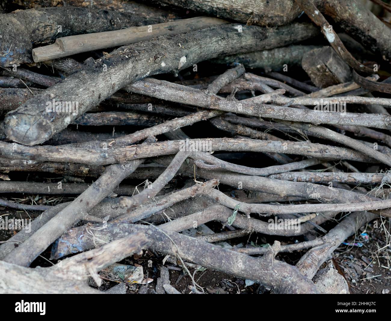 pile of tree branches, used for firewood Stock Photo - Alamy
