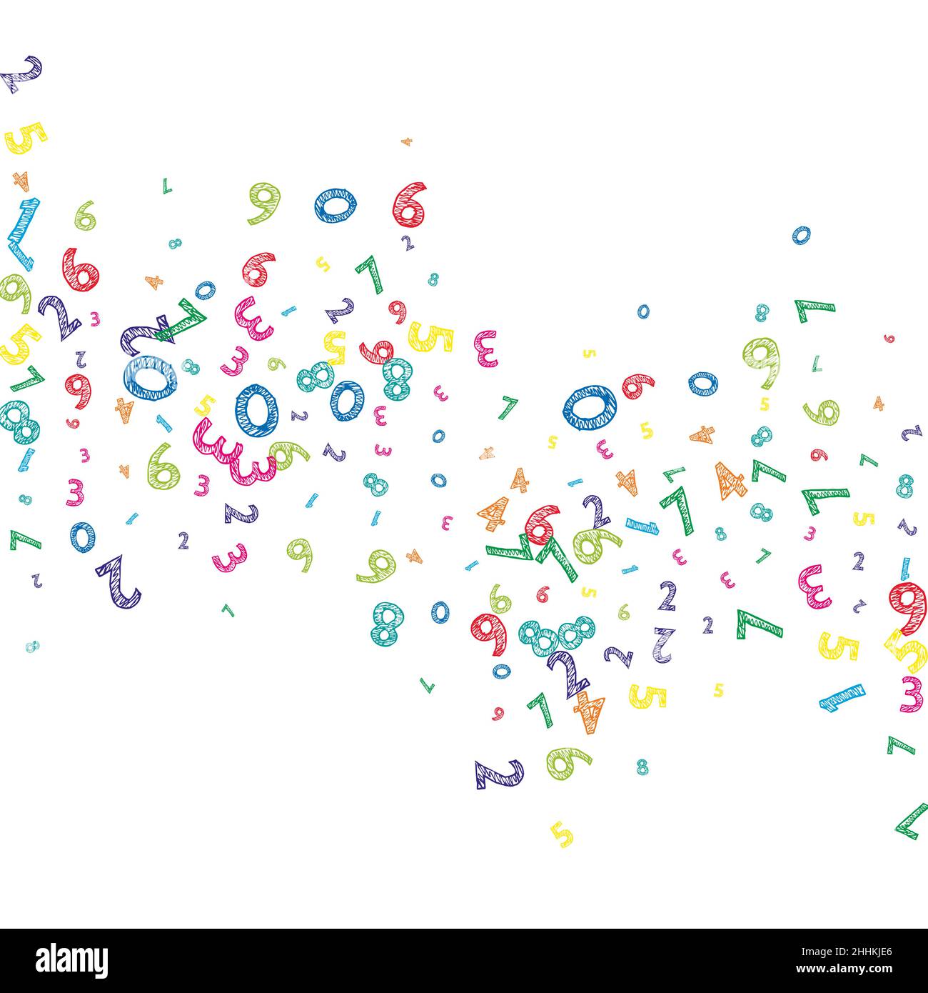 Falling colorful messy numbers. Math study concept with flying digits ...