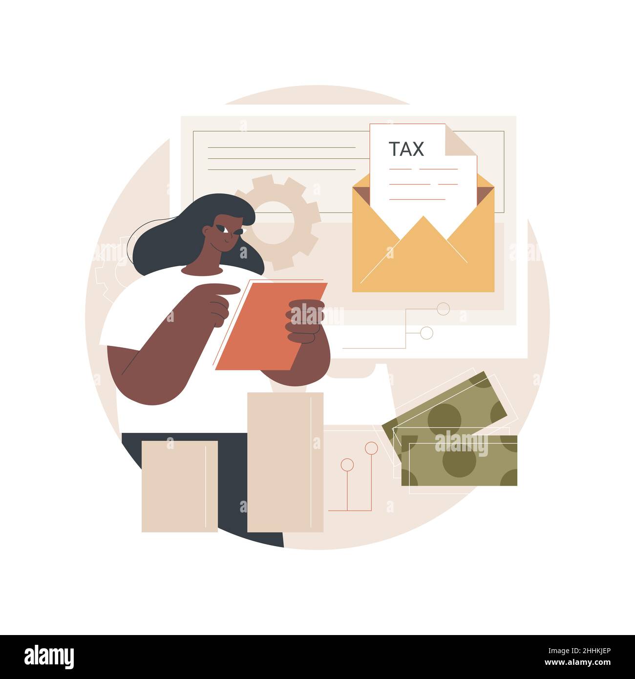 Desktop tax filing software abstract concept vector illustration. Tax ...