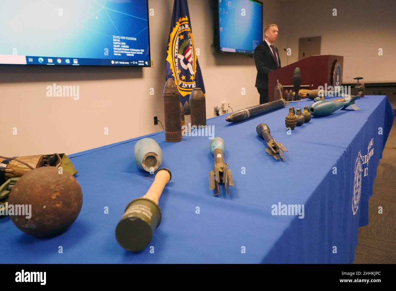 St. Louis, United States. 24th Jan, 2022. Weapons of all types are ...