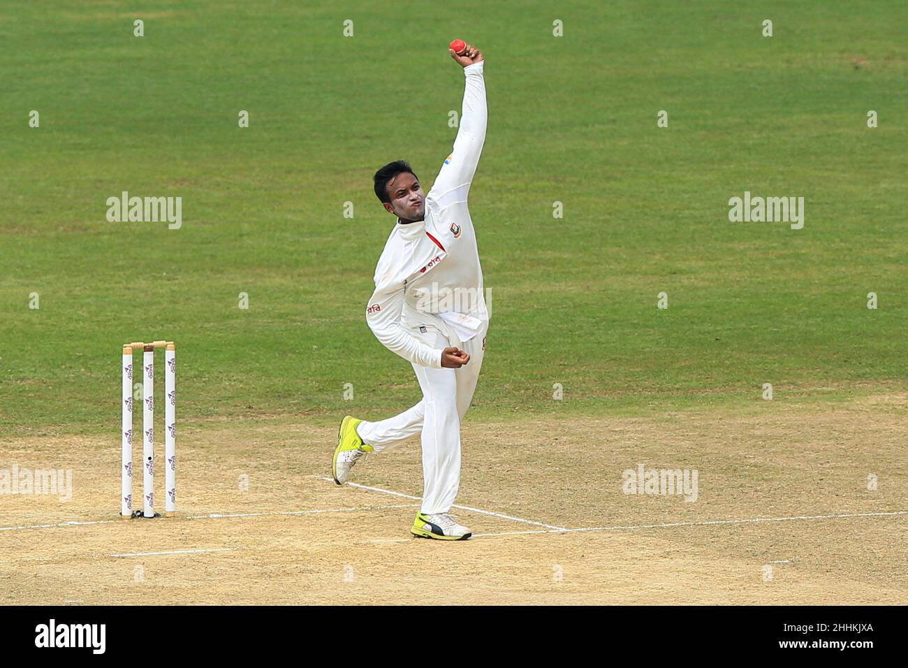 Bangladesh cricketer Shakib Al Hasan seen in action during the 2nd Test ...
