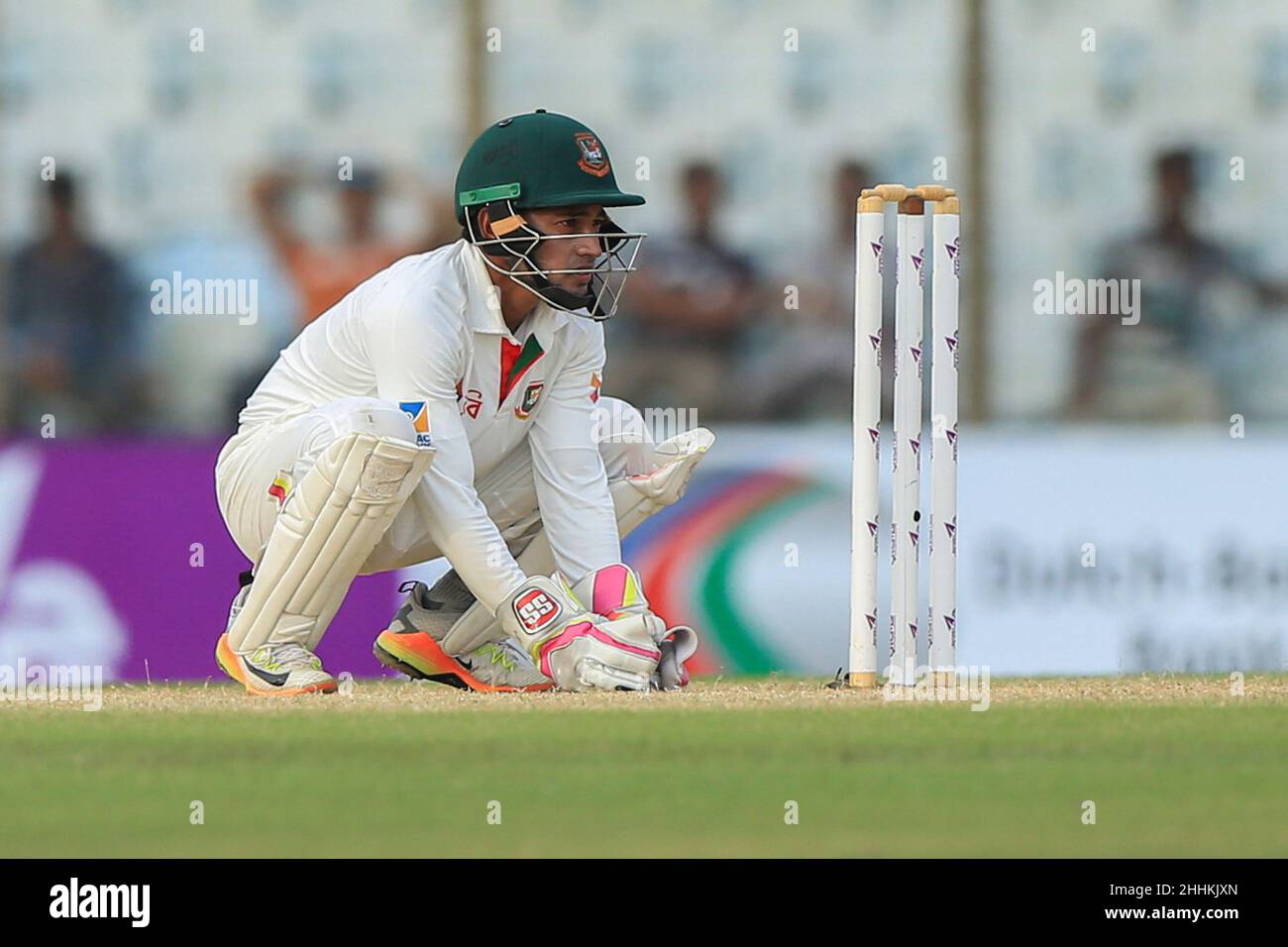 Bangladesh cricketer Mushfiqur Rahim seen in action during the 2nd Test ...