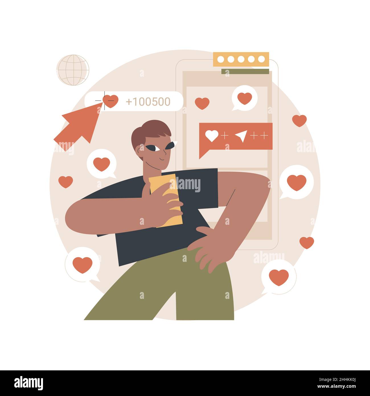 Likes addiction abstract concept vector illustration. Addicted to likes ...