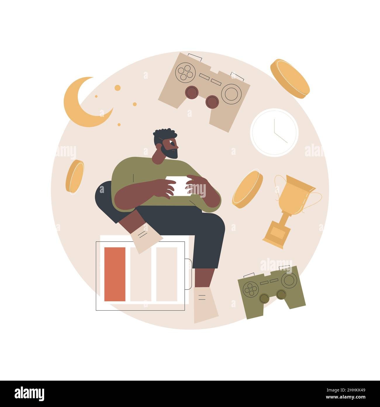 Gaming disorder abstract concept vector illustration. Video game addict ...