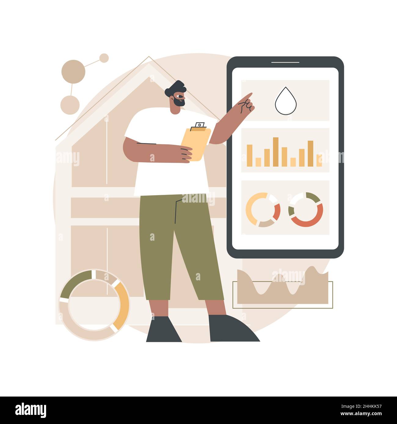 Water contamination detection system abstract concept vector ...