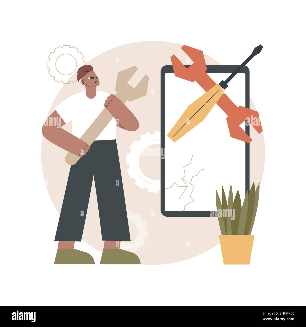 Mobile device repair abstract concept vector illustration. Mobile phone ...