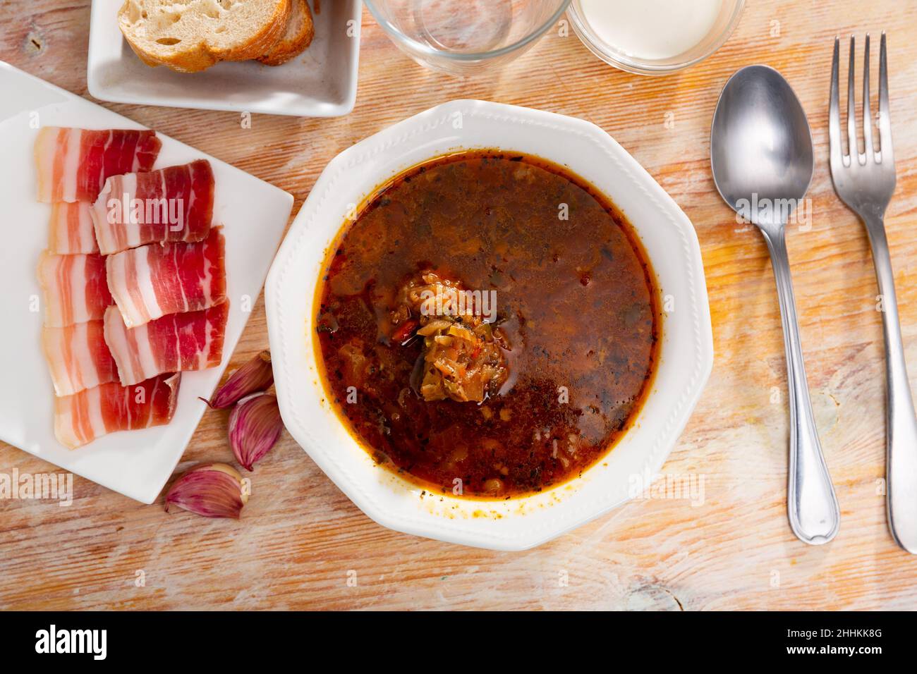 Traditional dish of Slavic cuisine Borsch Stock Photo - Alamy