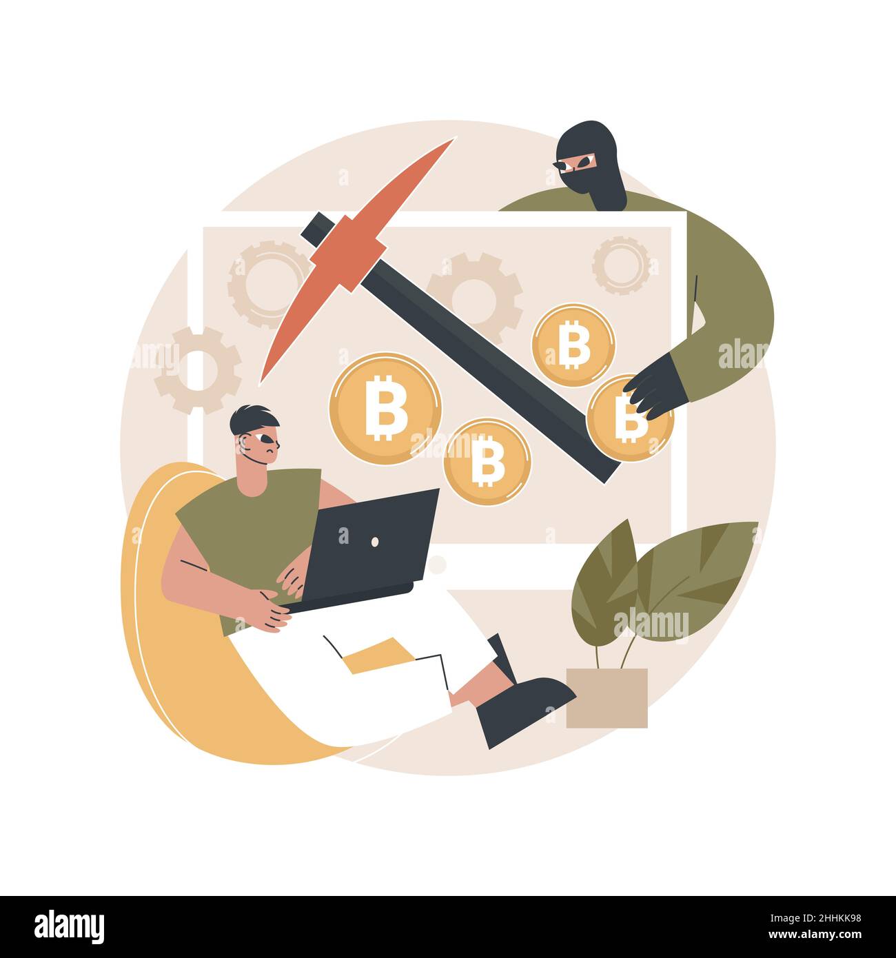 Hidden mining abstract concept vector illustration. Cryptocurrency ...