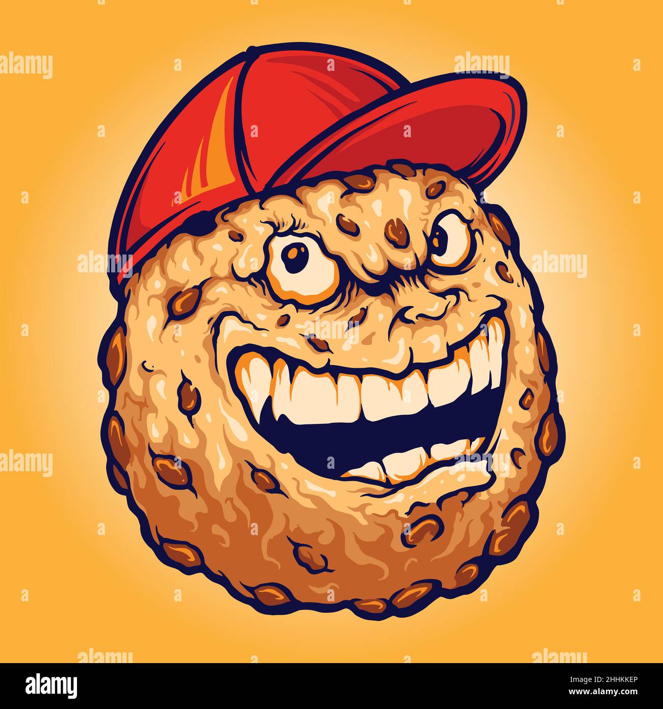 Smiley Chocolate Cookies Biscuit Hat Vector illustrations for your work ...