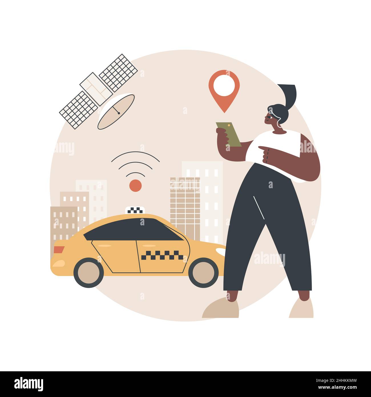 Autonomous taxi abstract concept vector illustration. Self driving taxi ...