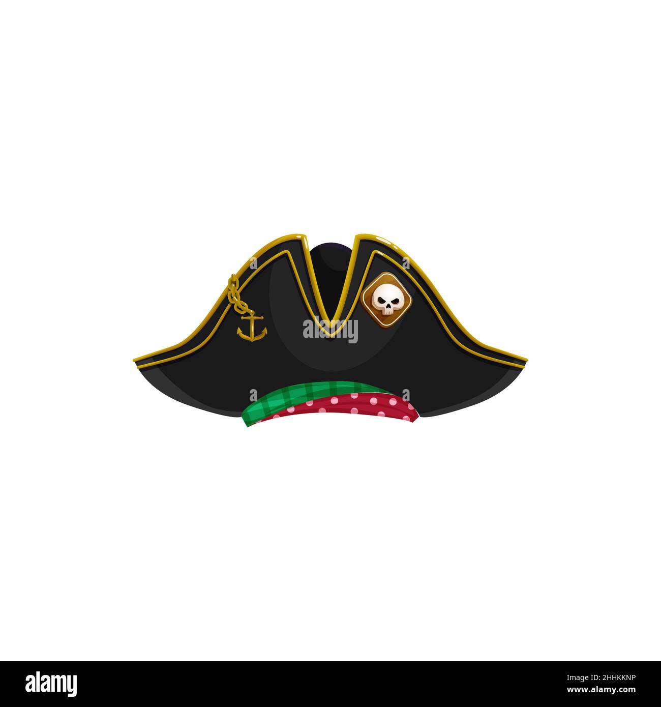 Pirate hat, captain headgear sailor cap with jolly roger skull, chain ...