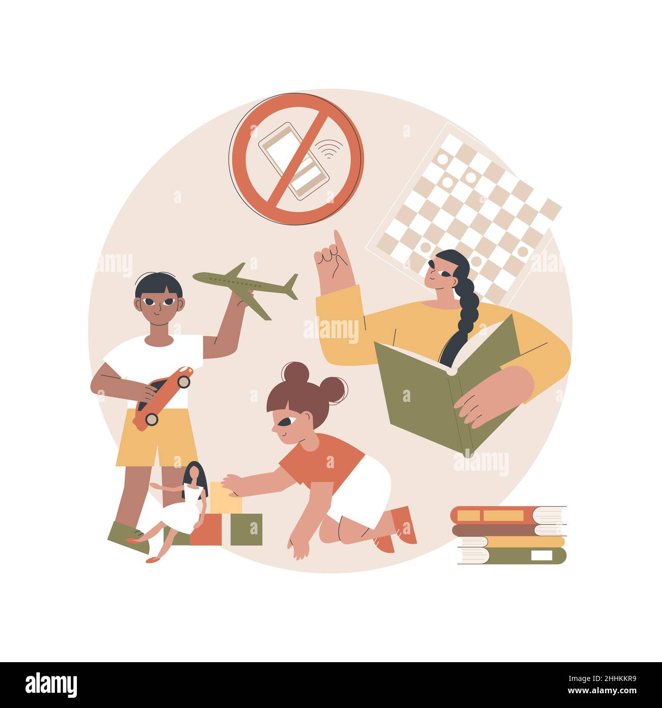 Low tech parenting abstract concept vector illustration. Low tech ...