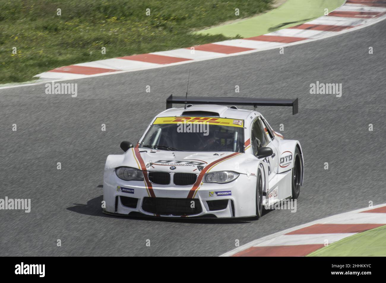 BMW 1 Series race car with spoiler on a racing circuit in Barcelona ...