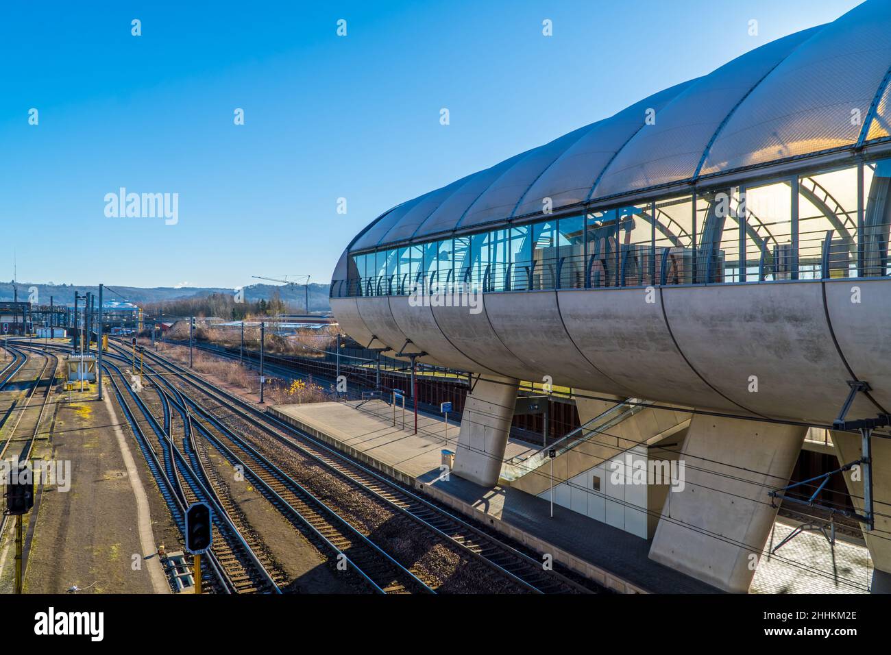 Futuristic building of Belval University's train station Stock Photo ...