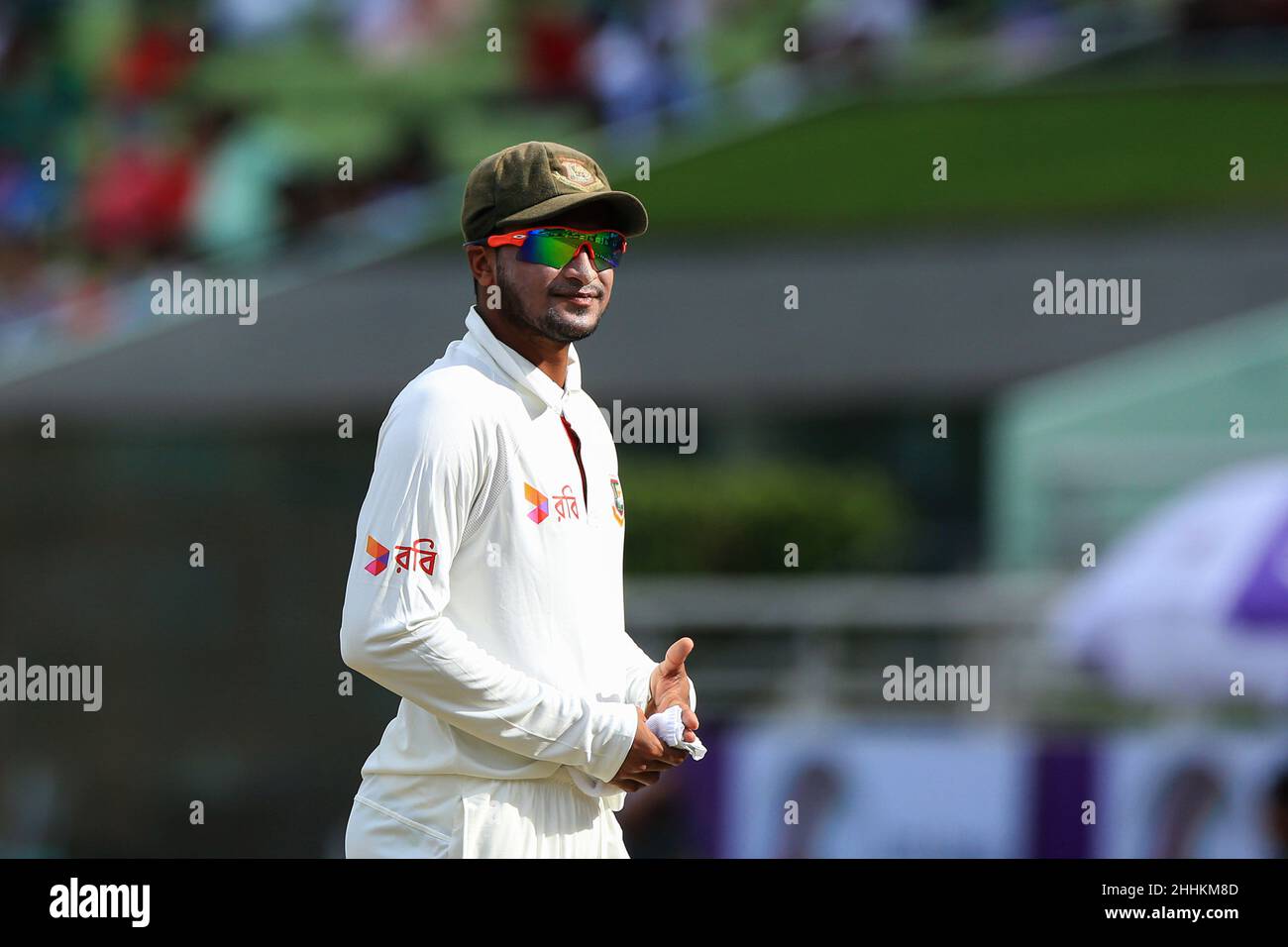 Bangladesh cricketer Shakib Al Hasan in action during the First Test ...