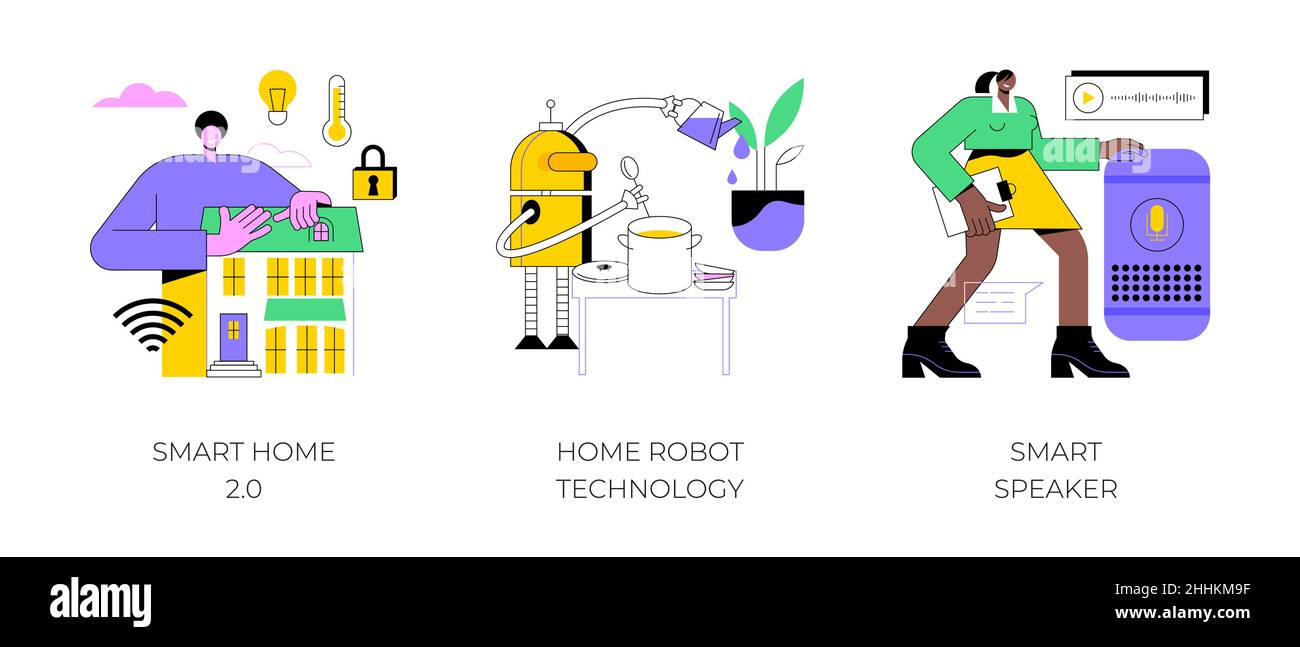 Smart living environment abstract concept vector illustration set ...