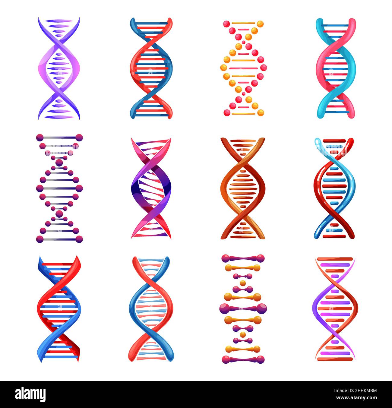 Dna helix icons, genetic medicine vector signs. Human genetic code ...