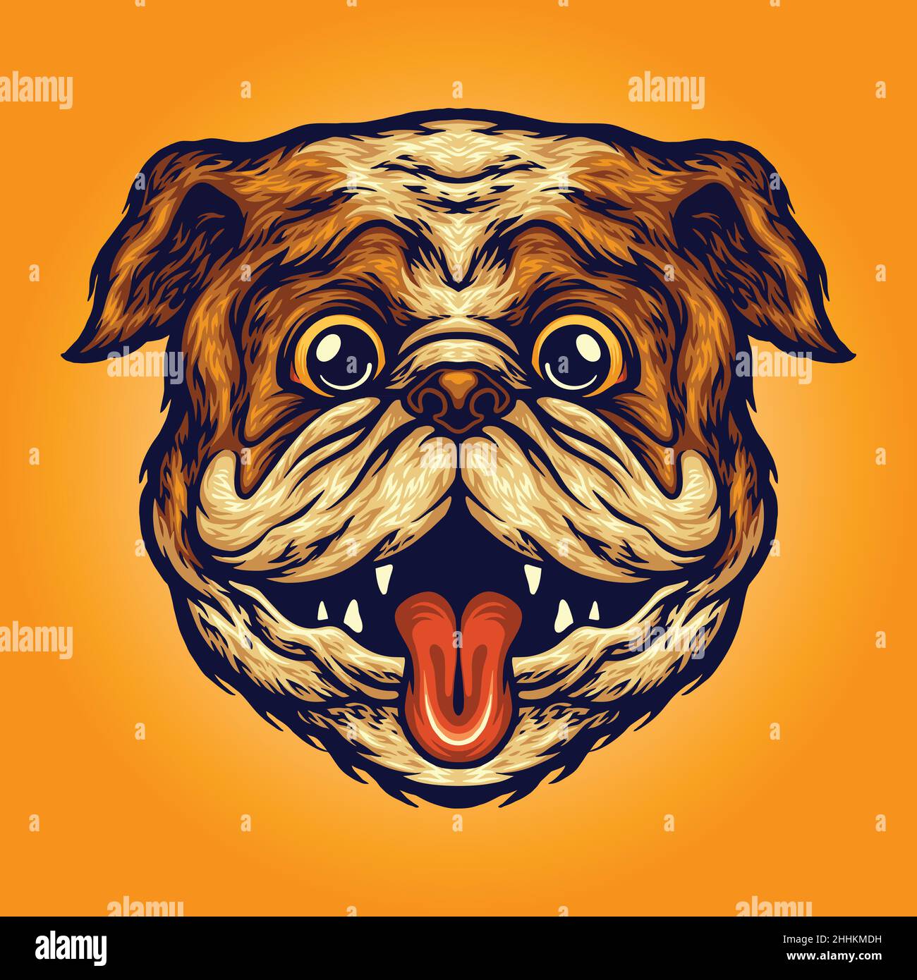 Funny Pug Head Dog Vector illustrations for your work Logo, mascot ...