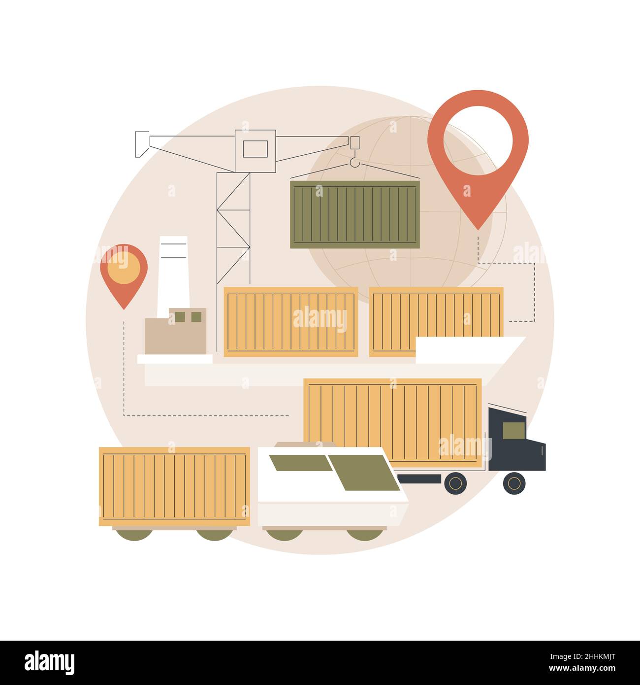 Container transportation abstract concept vector illustration ...