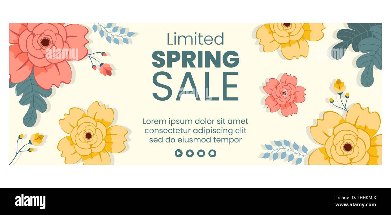 Spring Sale with Blossom Flowers Cover Template Flat Design ...