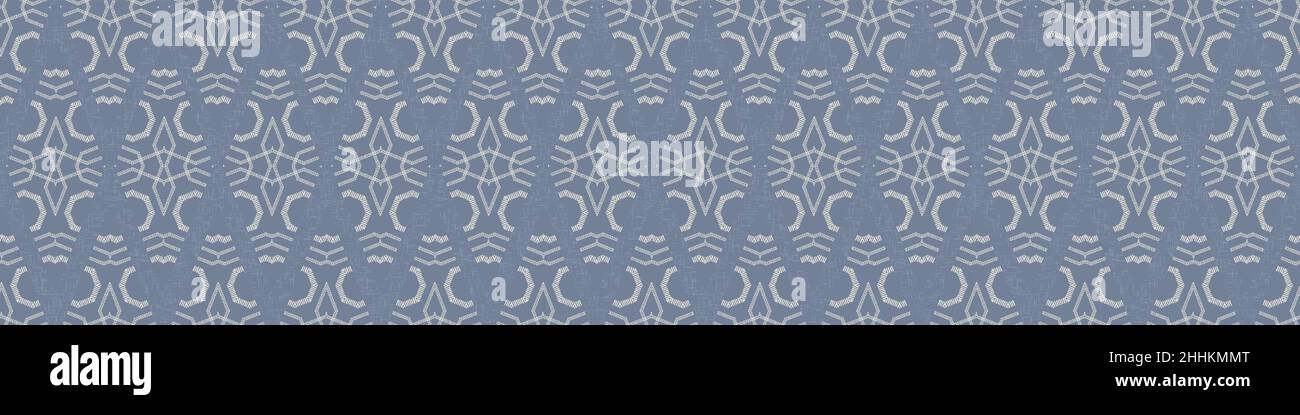 French blue geometric linen seamless pattern. Tonal farmhouse cottage ...