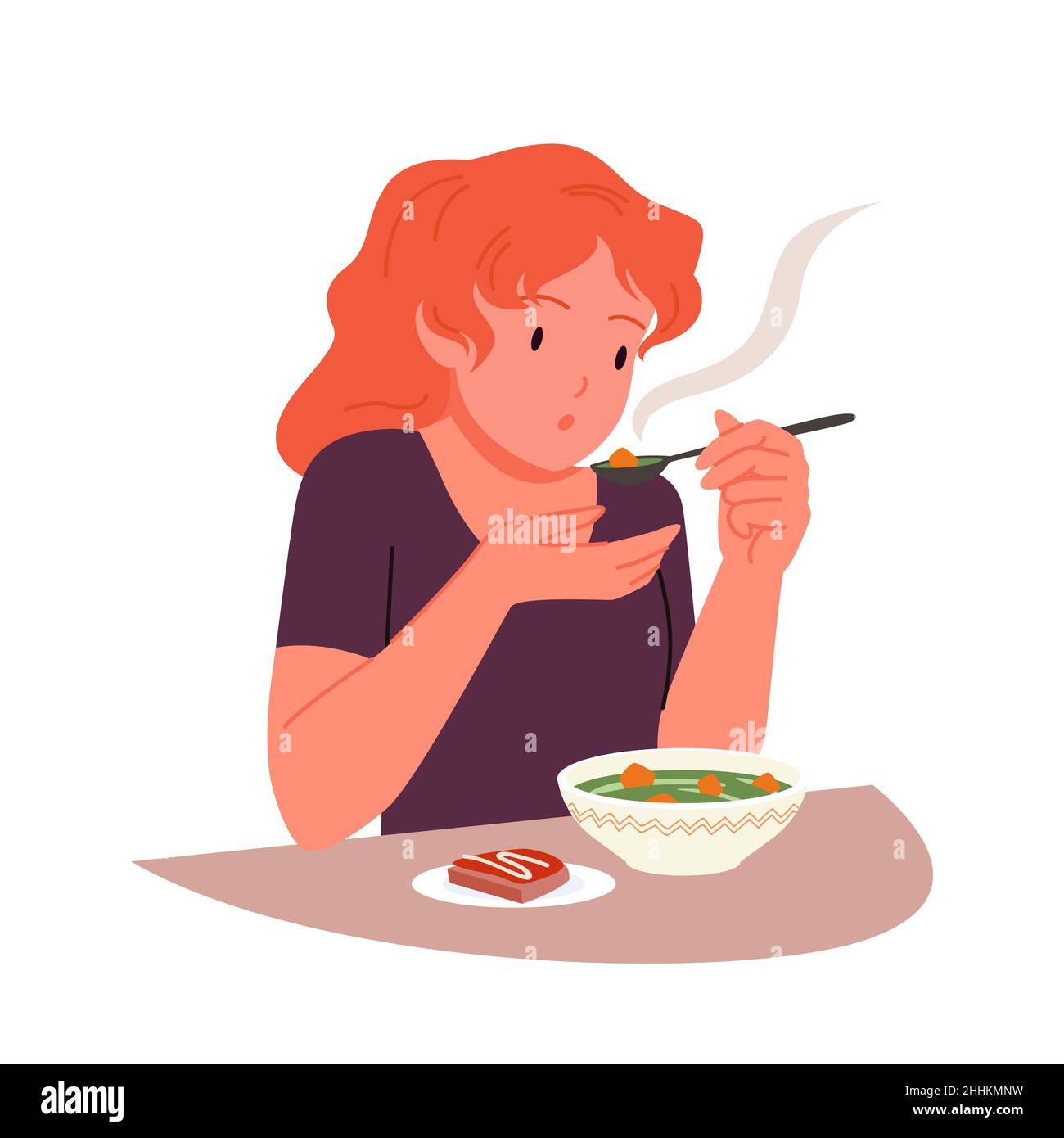 Spoon soup mouth Stock Vector Images - Alamy