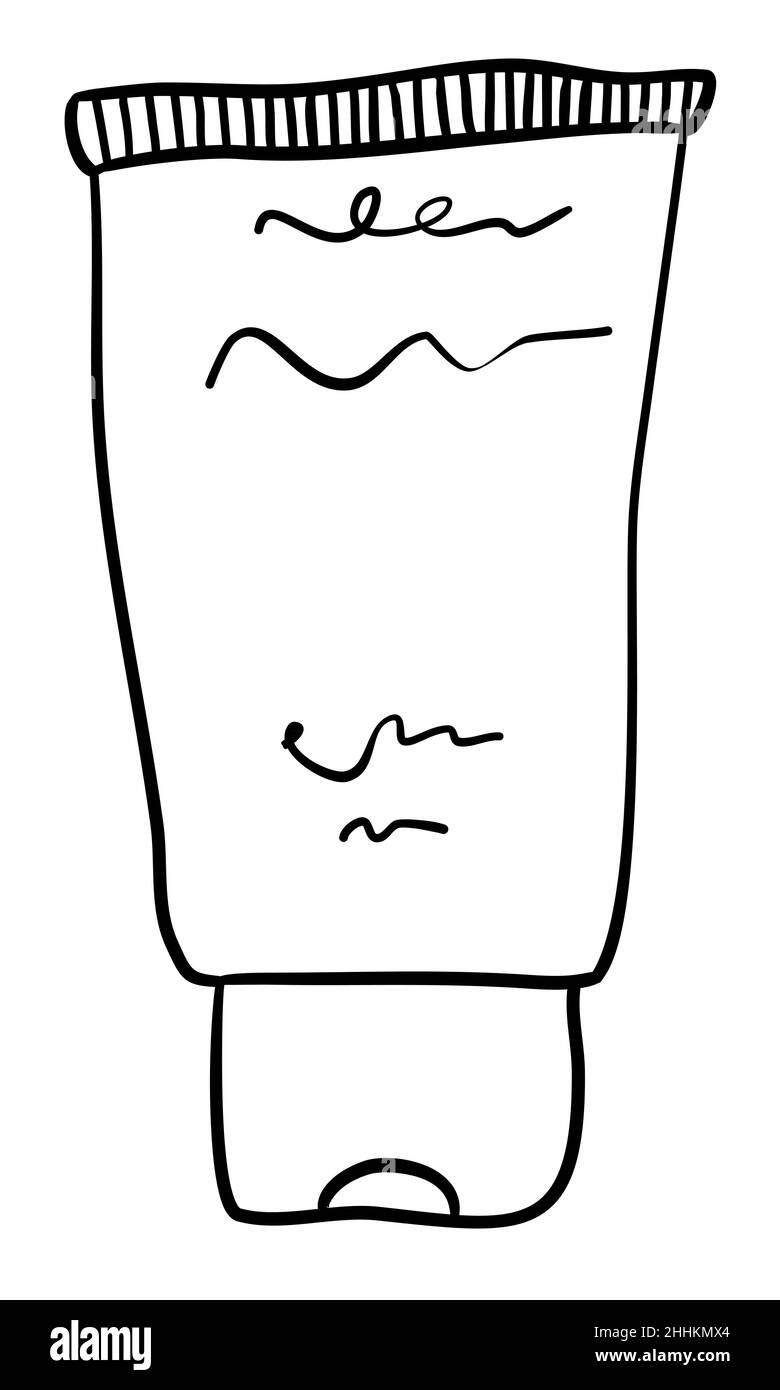 Hand cream bottle silhouette in minimalist hand drawn style. Lotion ...