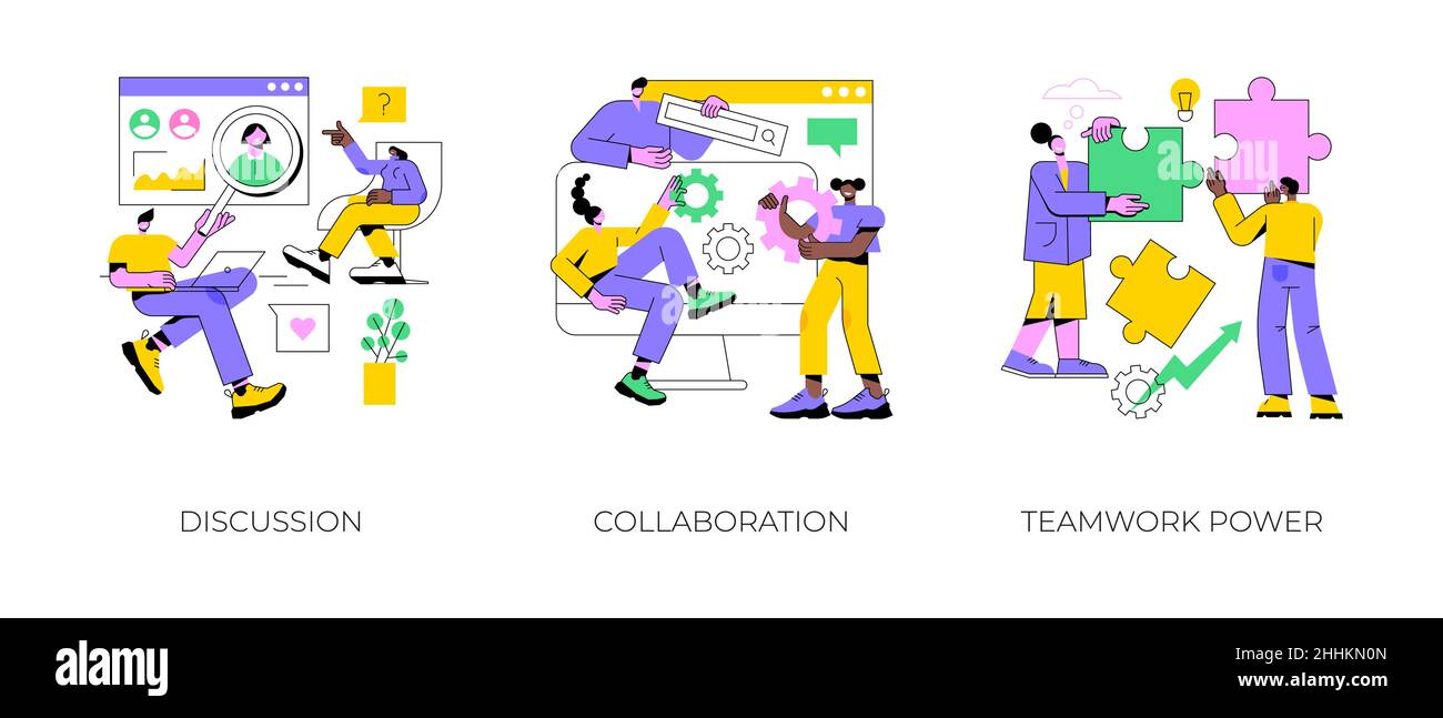 Effective team-working abstract concept vector illustration set ...