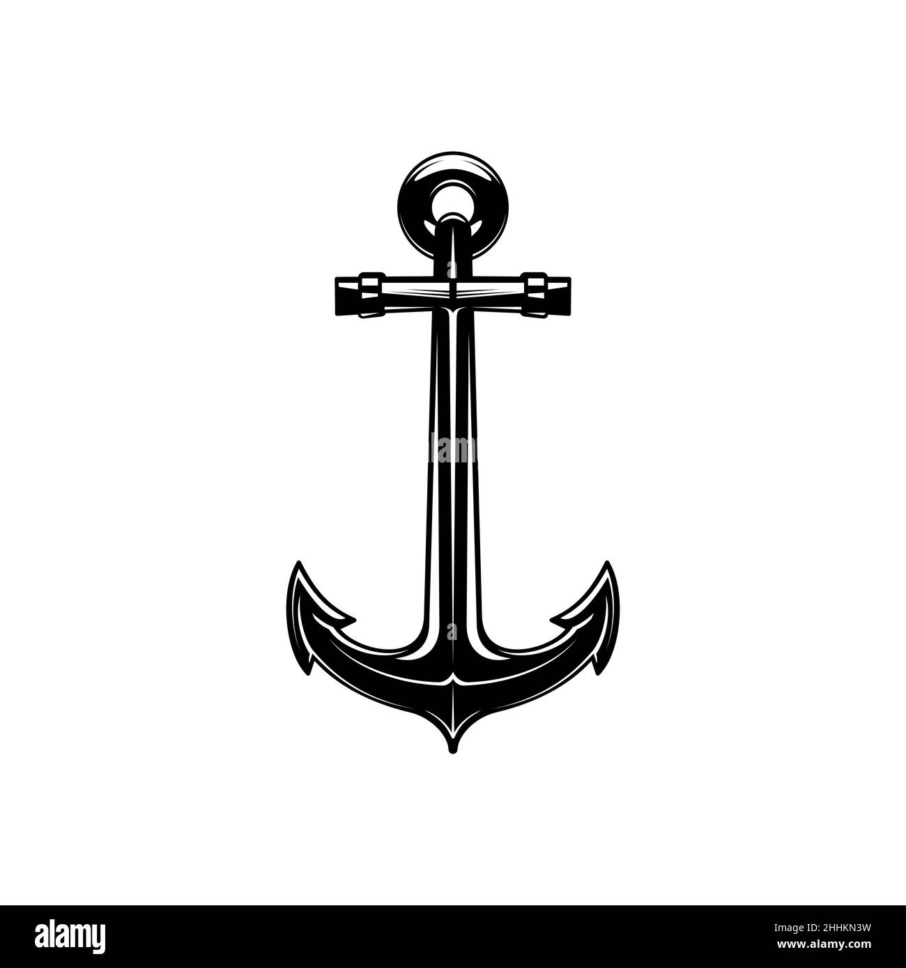 Marine anchor monochrome vector icon. Navy armature, ocean fleet symbol ...