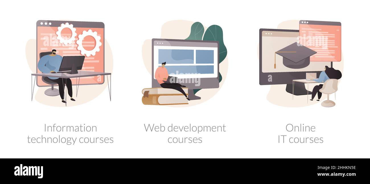 IT education abstract concept vector illustrations Stock Vector Image ...