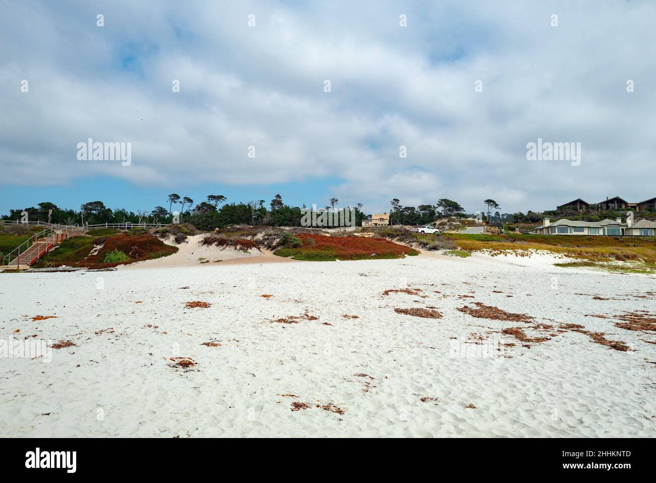 White sands and homes are visible at Bird Rock Beach, Pebble Beach ...