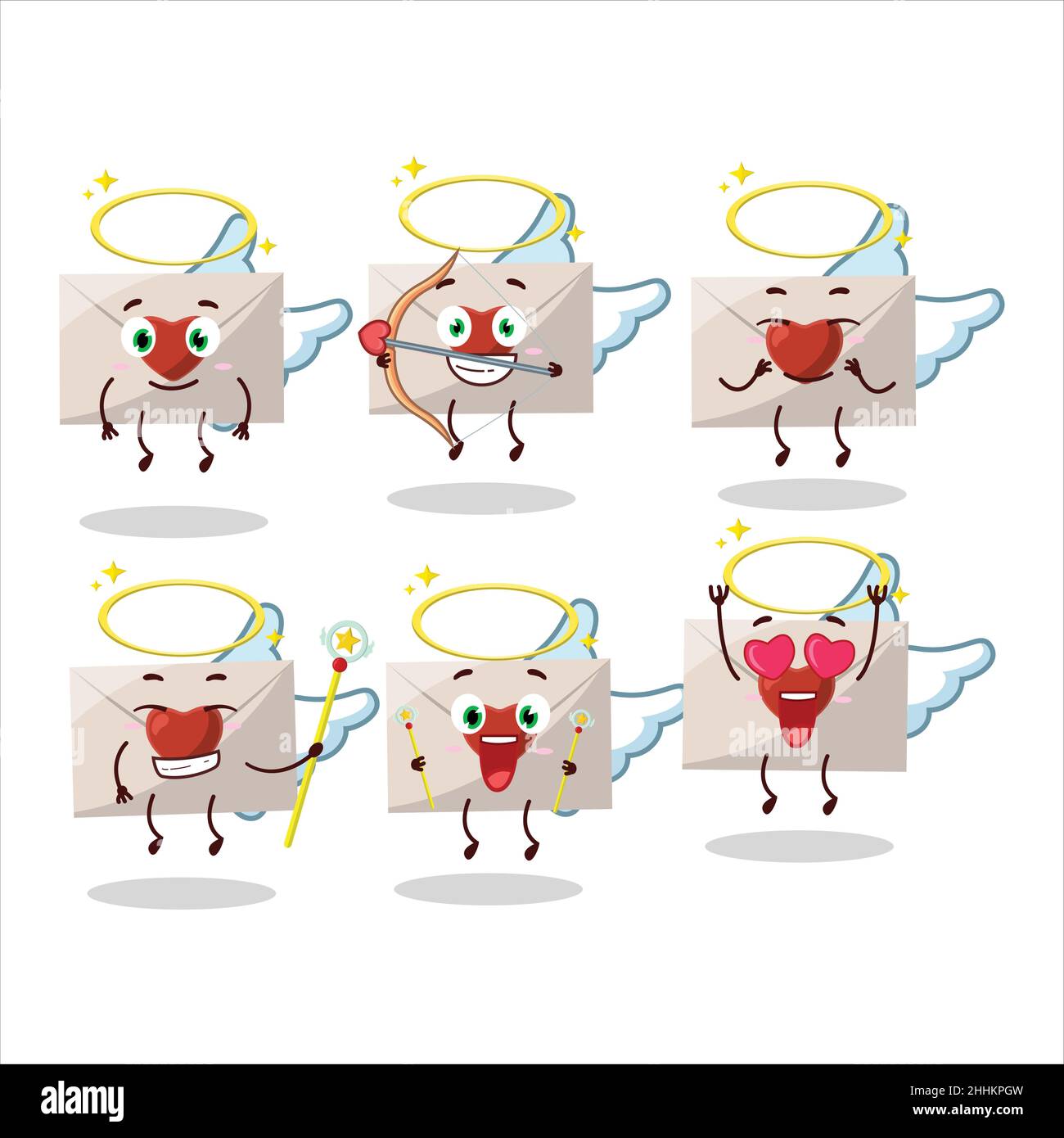 Love Envelope Cartoon Designs As A Cute Angel Character Vector