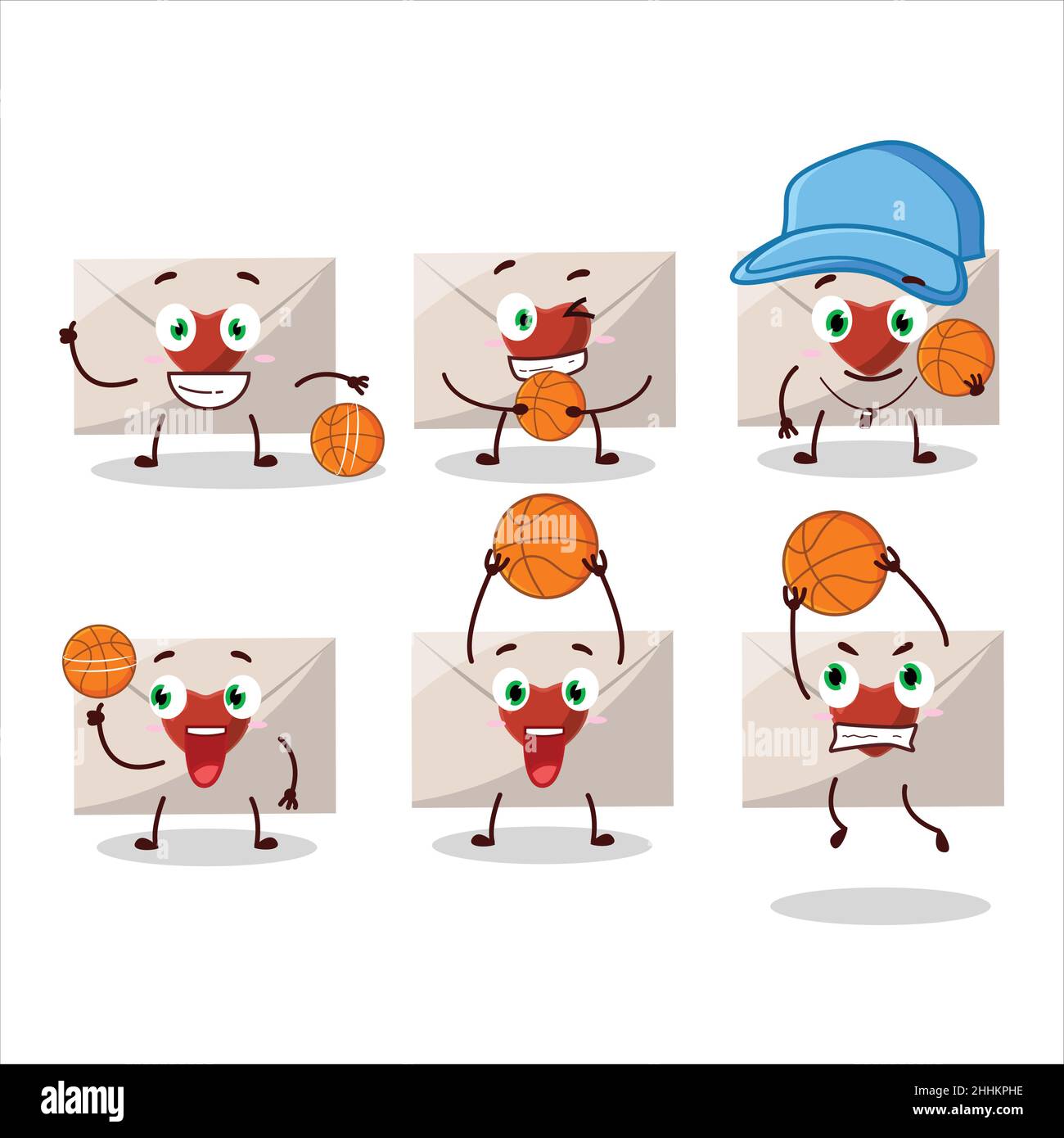 Talented love envelope cartoon character as a basketball athlete ...