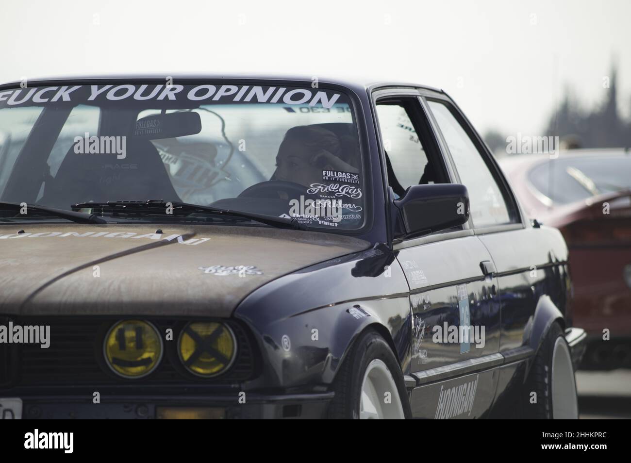 Nice classic BMW E30 tuned stance style with rusty bonnet in Barcelona ...