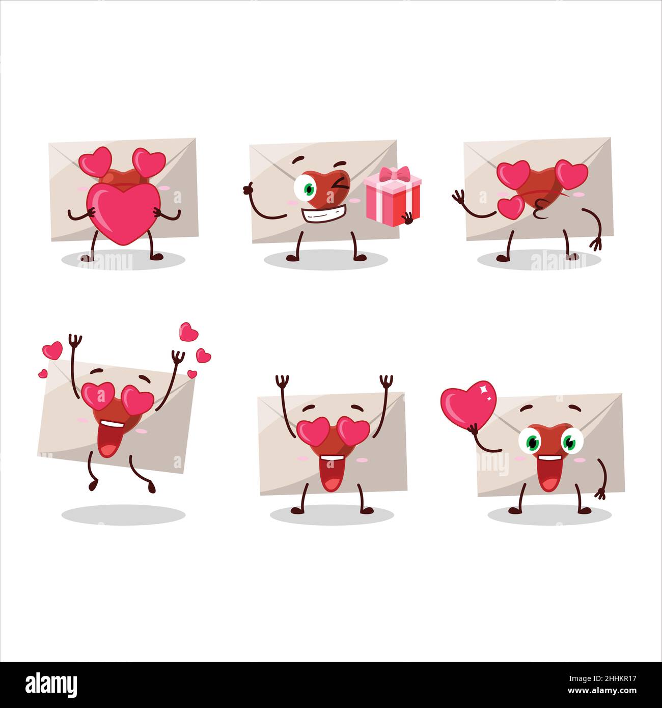Love envelope cartoon character with love cute emoticon. Vector ...